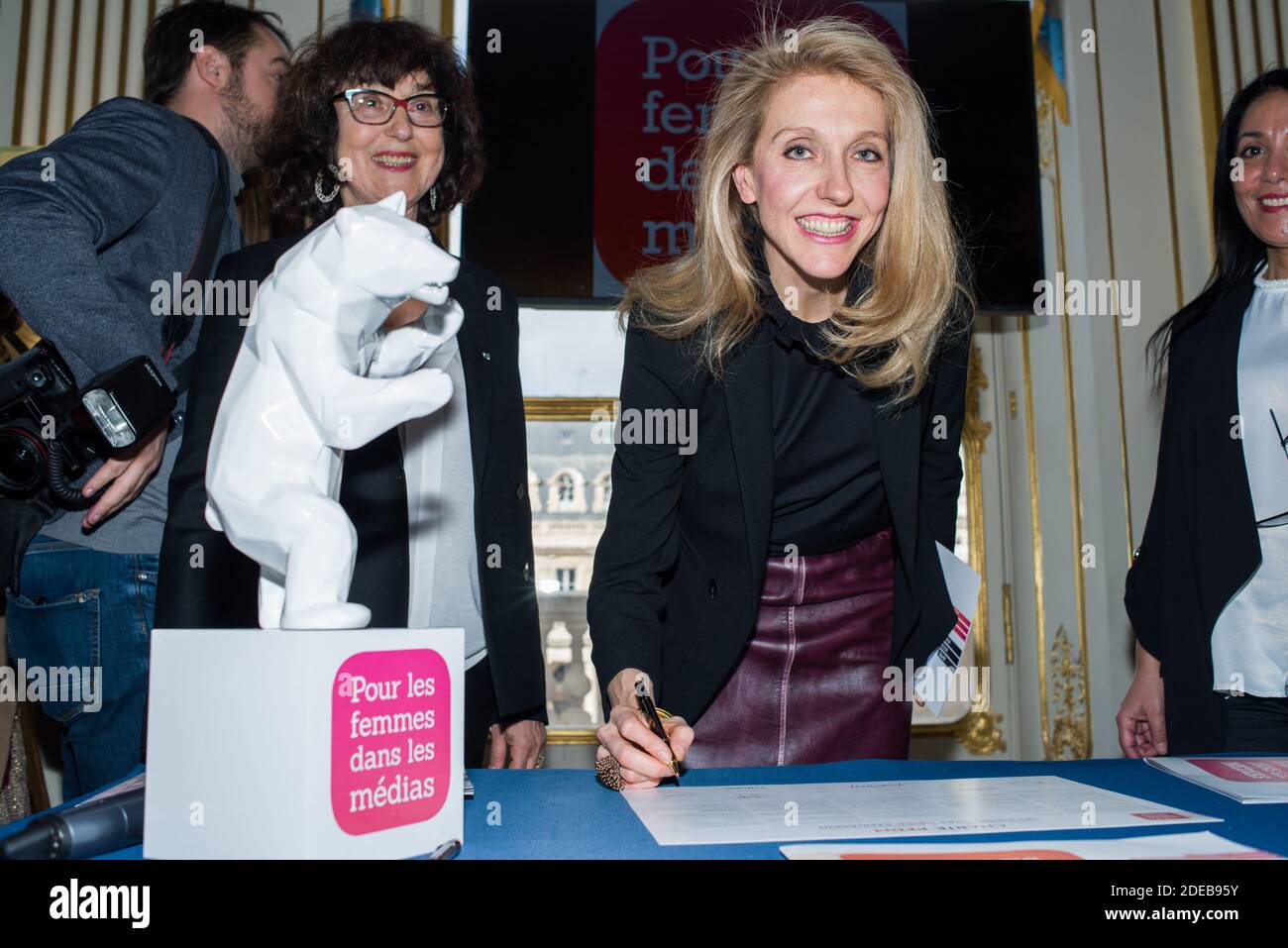 Sibyle Veil (Radio France) poses during the PFMD awards and signature ...