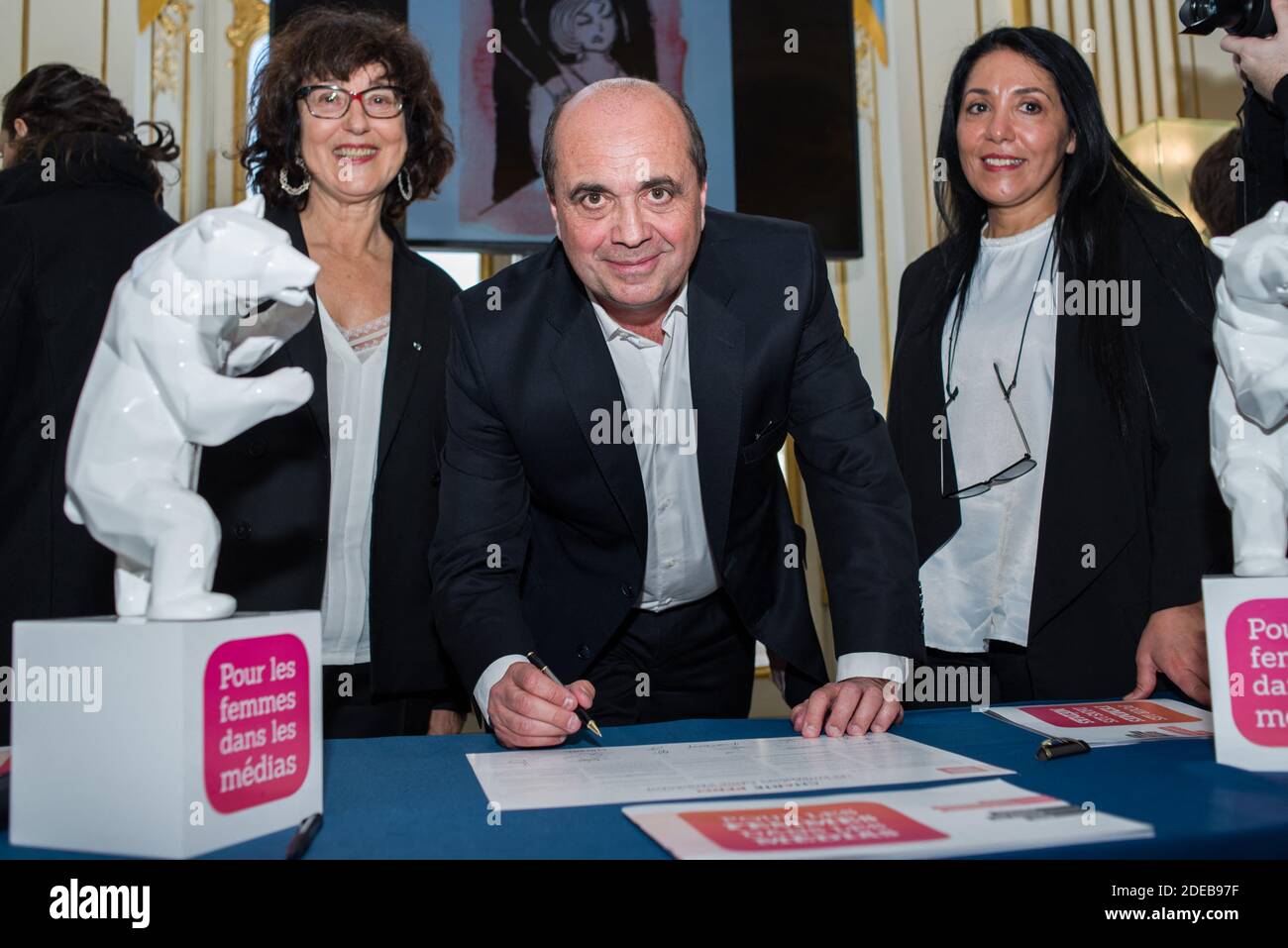 Hervé Beroud BFMTV poses during the PFMD awards and signature in Paris ...