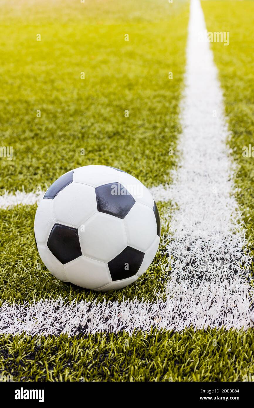 Soccer grass field with marking and ball, Sport Stock Photo - Alamy