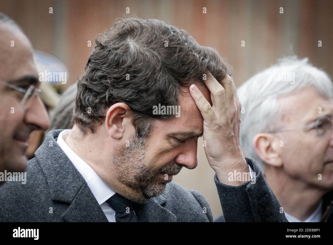 French Interior Minister Christophe Castaner look on during a visit for ...
