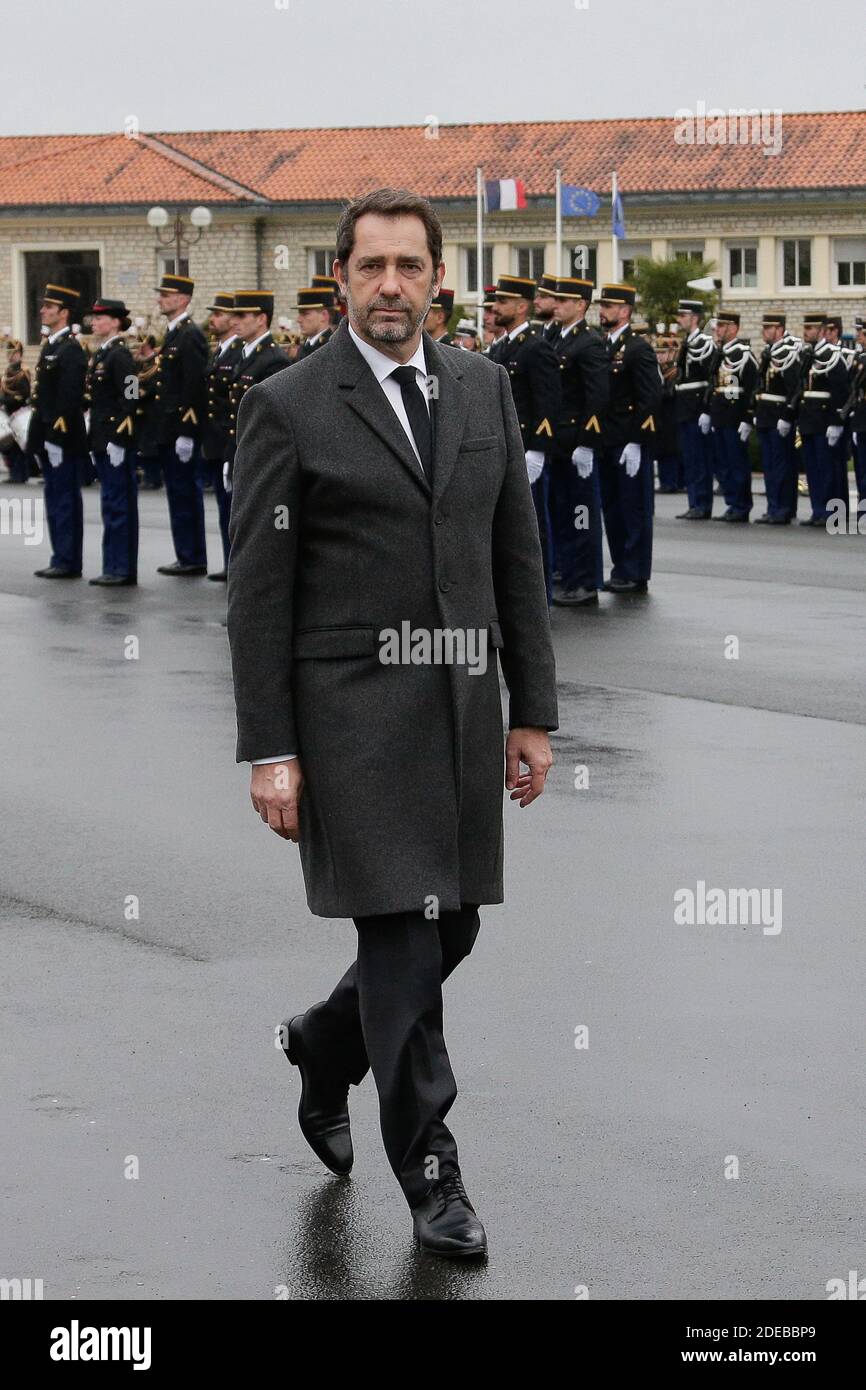 French Interior Minister Christophe Castaner look on during a visit for ...