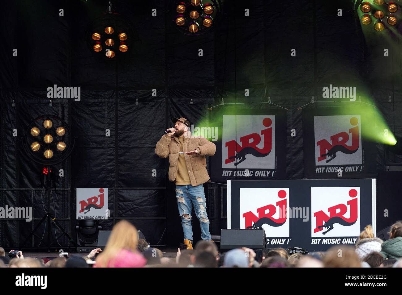 Singer Kevin Bonnet aka Keen'V performs live on stage for launching of ...