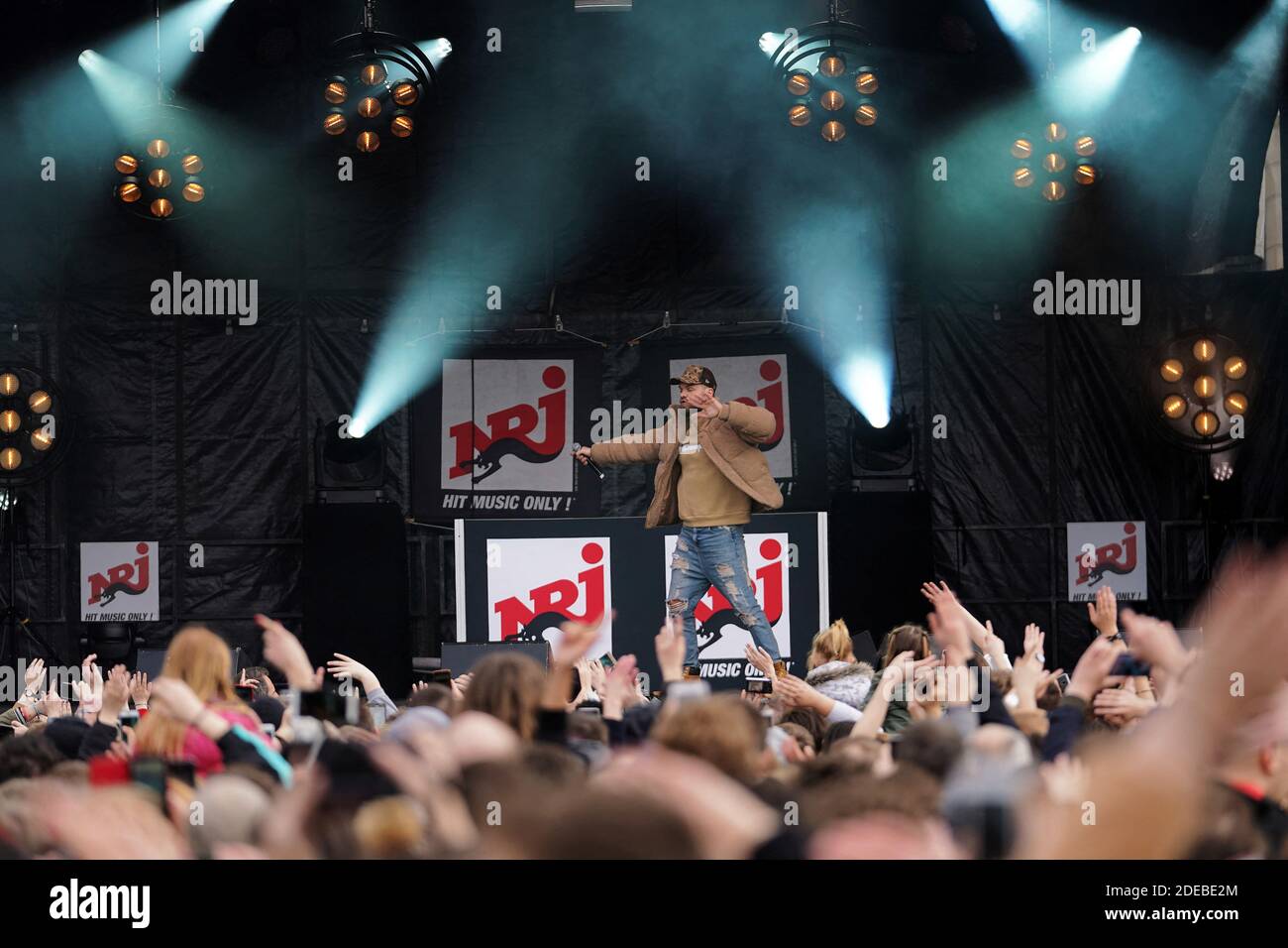 Singer Kevin Bonnet aka Keen'V performs live on stage for launching of ...