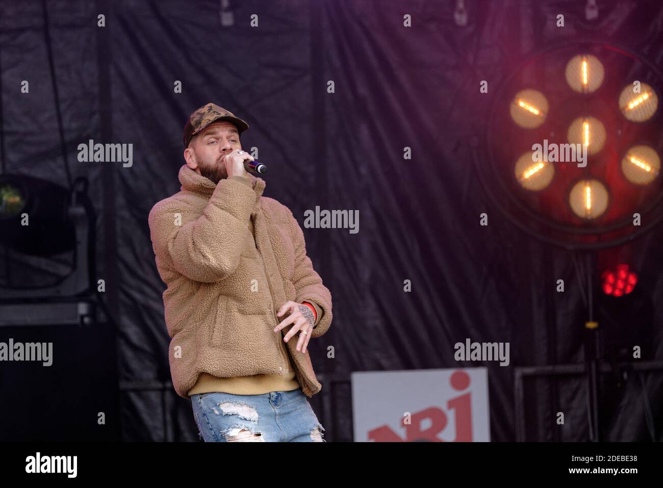 Singer Kevin Bonnet aka Keen'V performs live on stage for launching of ...