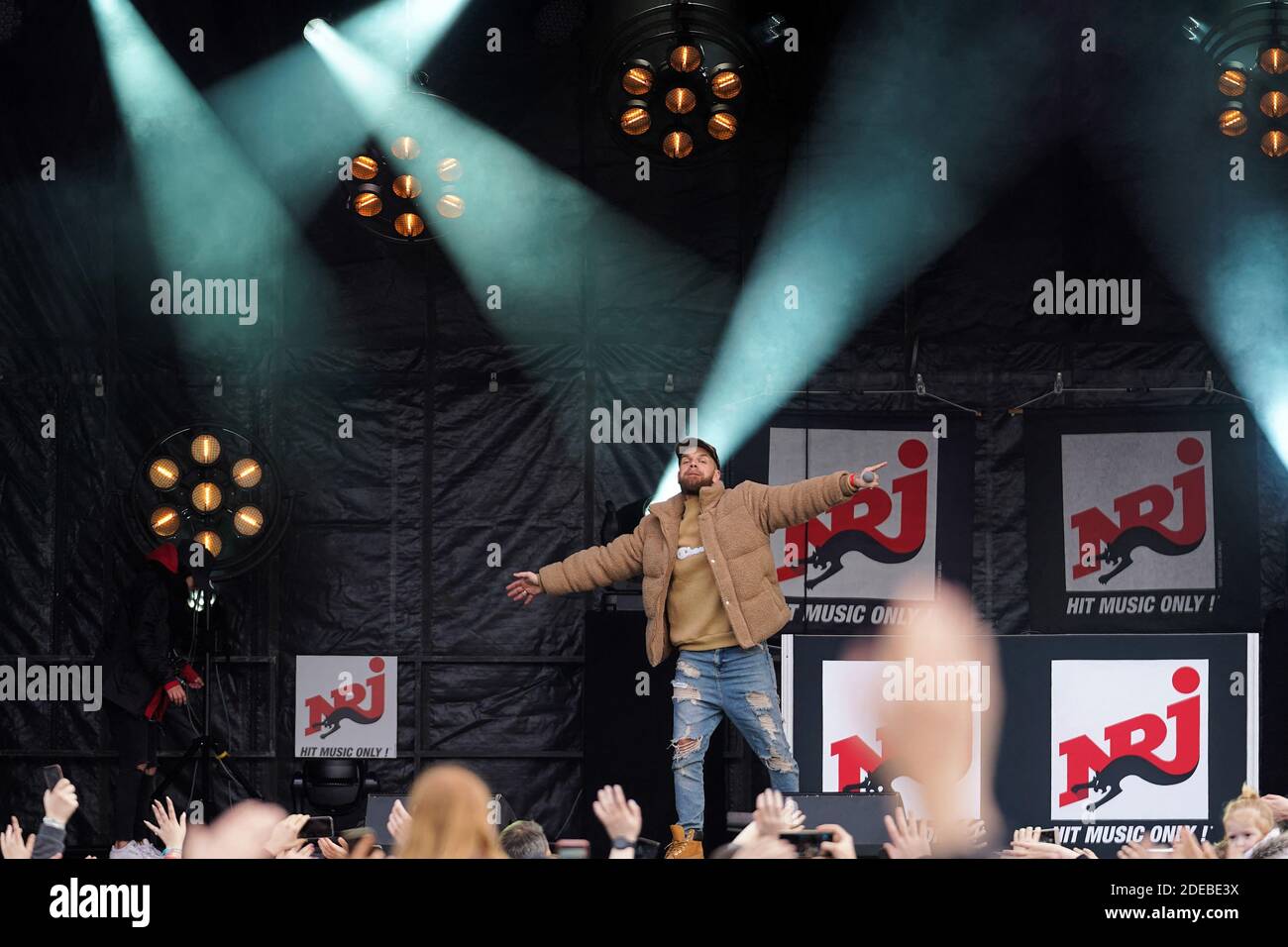 Singer Kevin Bonnet aka Keen'V performs live on stage for launching of ...