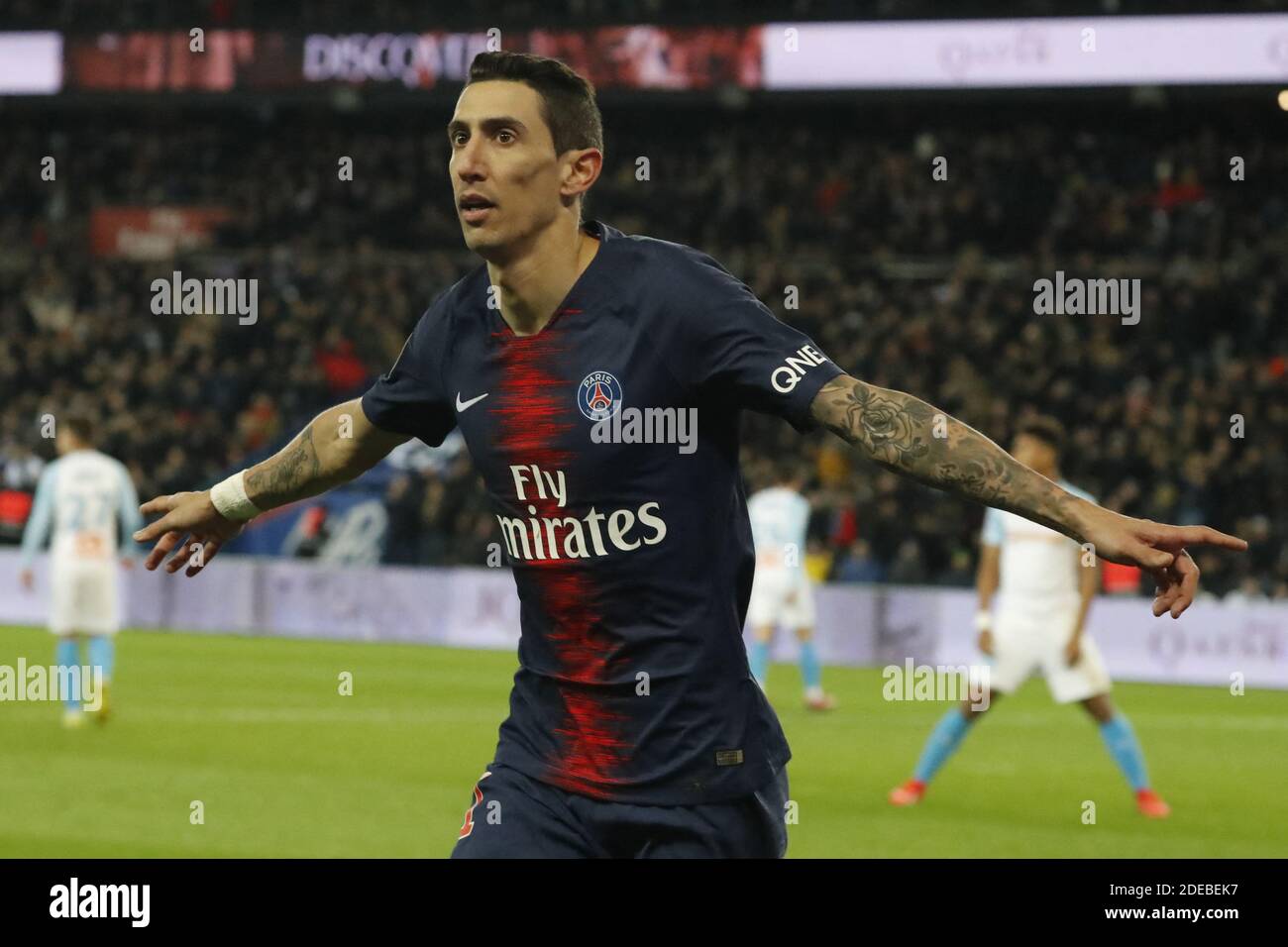 General fight between the players of PSG and Marseille during the Ligue ...