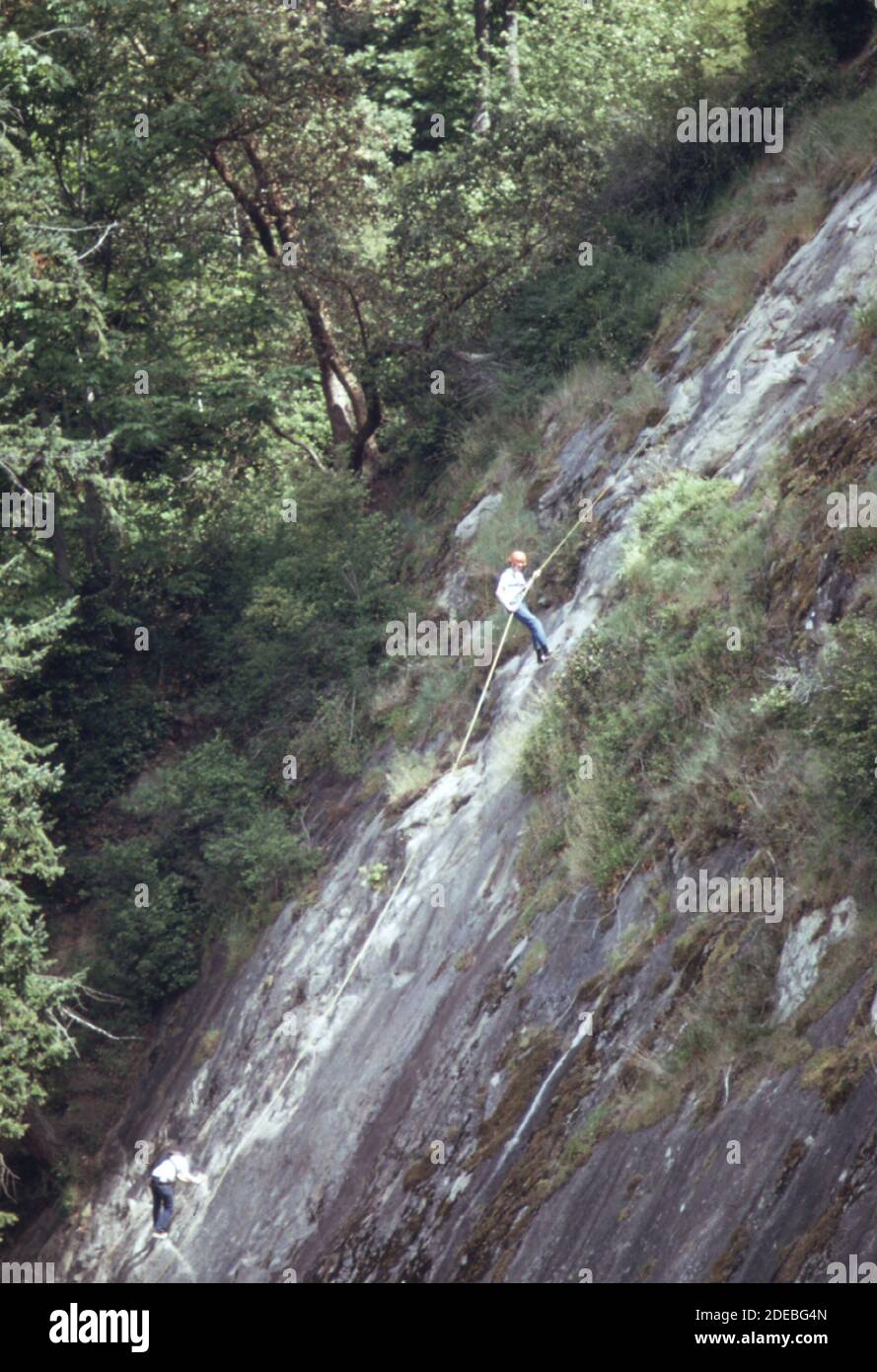1970s Photo (1973) - Climbers practicing on a rock wall at Larrabee ...