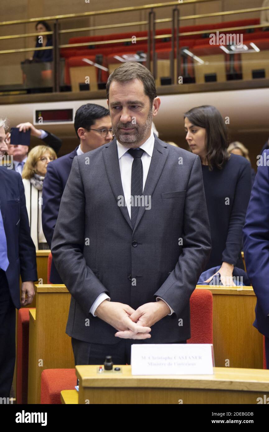 French Interior Minister Christophe Castaner during the french senate ...