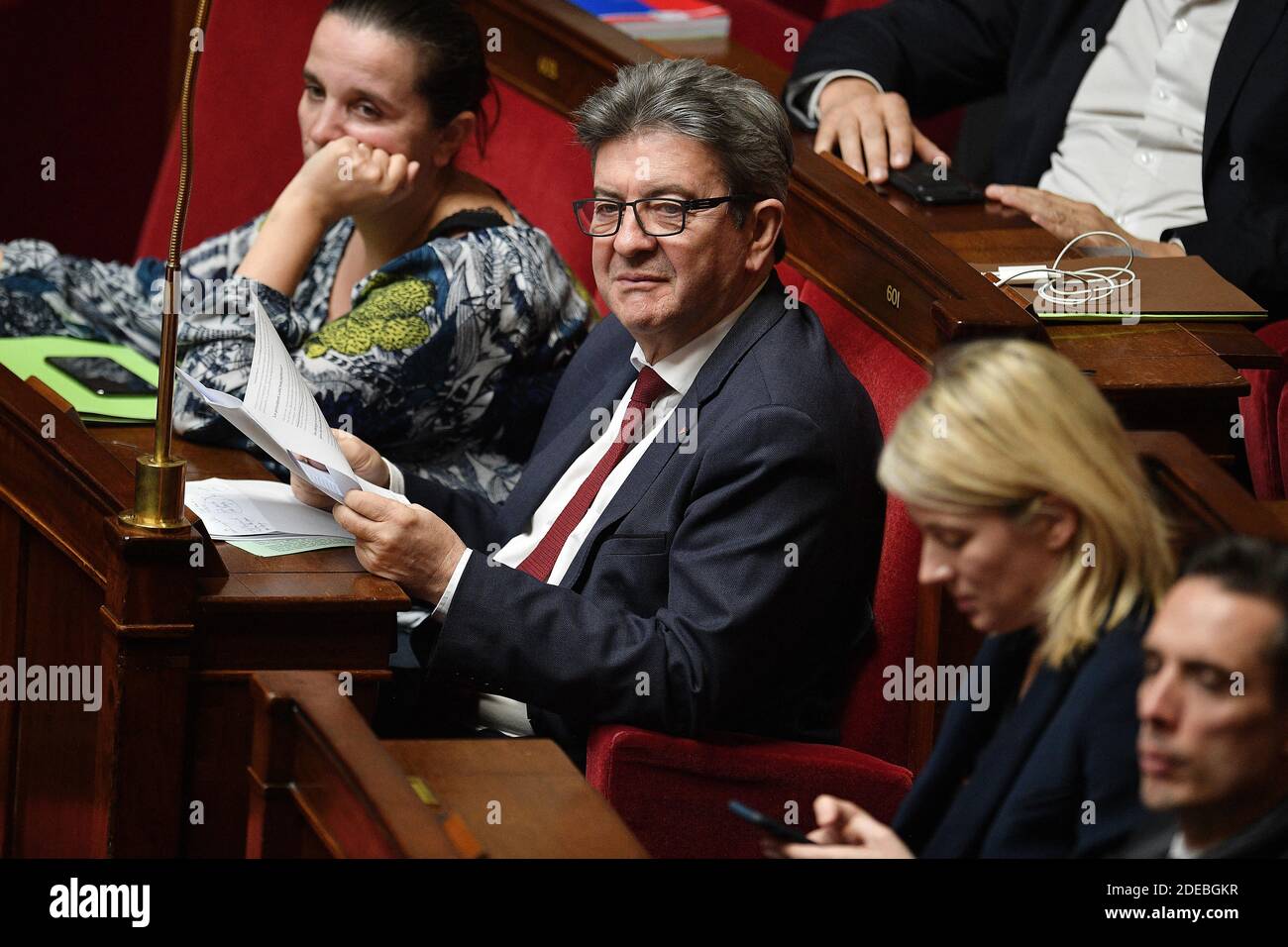 President of "La France Insoumise" Jean-Luc Melenchon attends a session ...