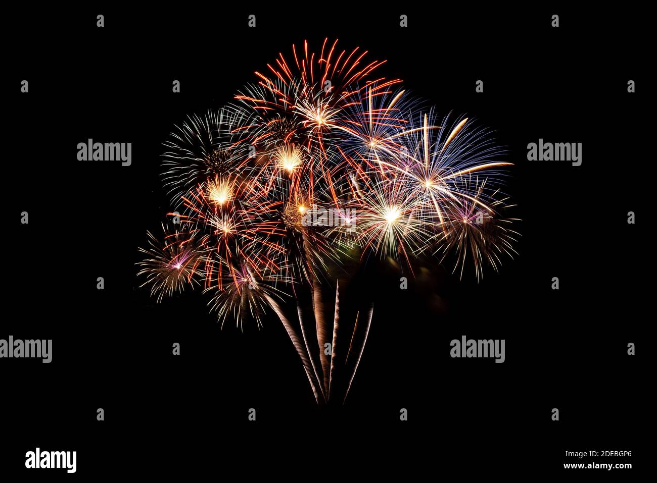 Group of beautiful sparkling vivid fireworks in celebration night Stock ...