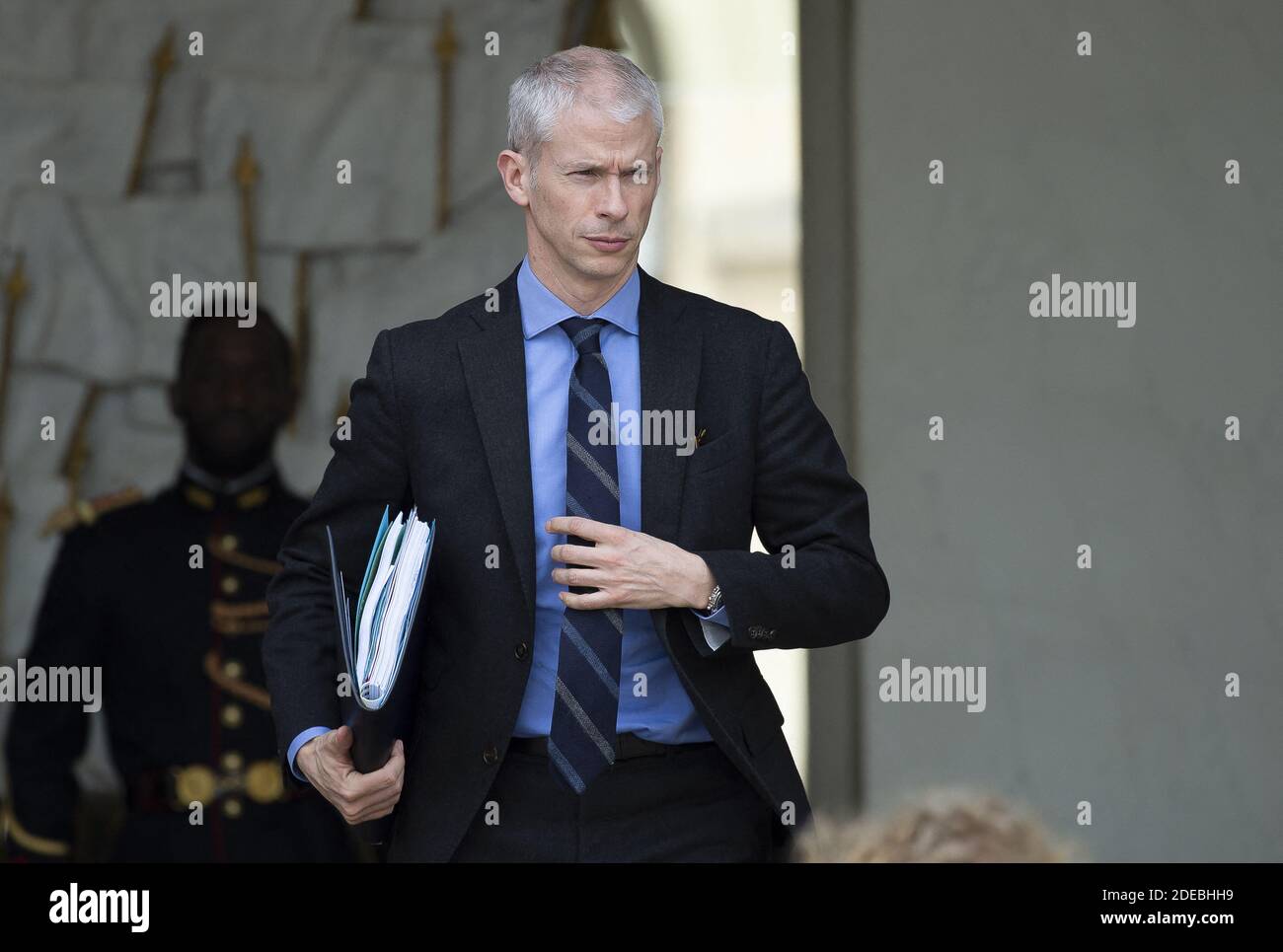 French Culture Minister Franck Riester leaves the Elysee Presidential ...