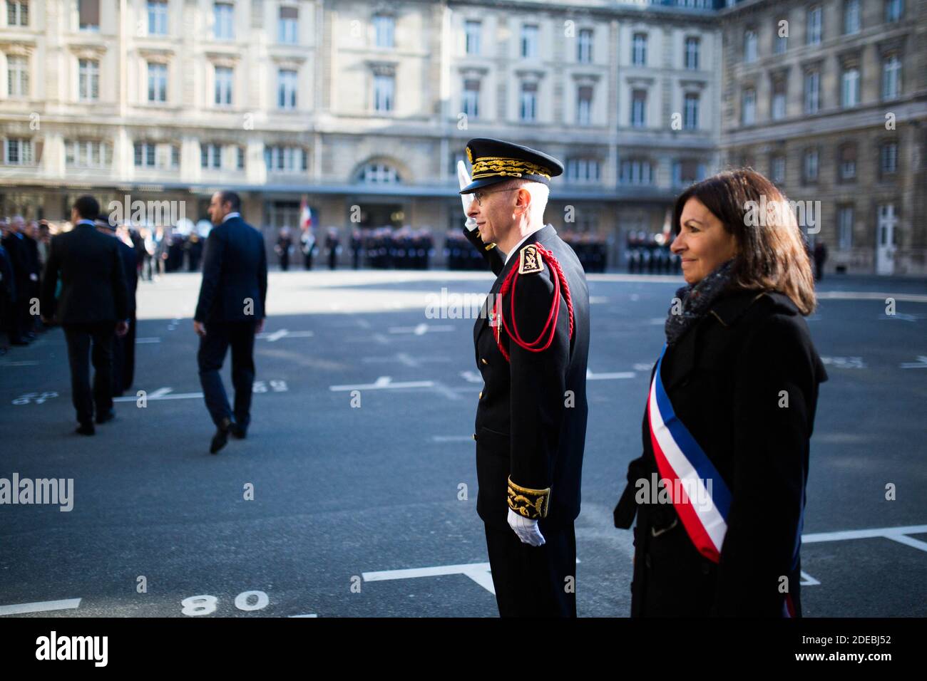 Police Prefect Didier Lallement with Anne Hidalgo during the ...