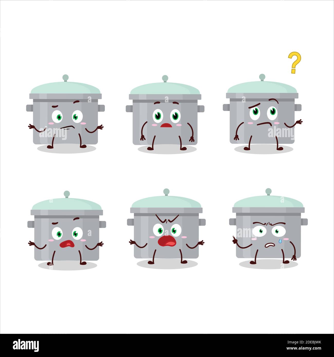 Cartoon character of aluminium grey pan with what expression. Vector ...