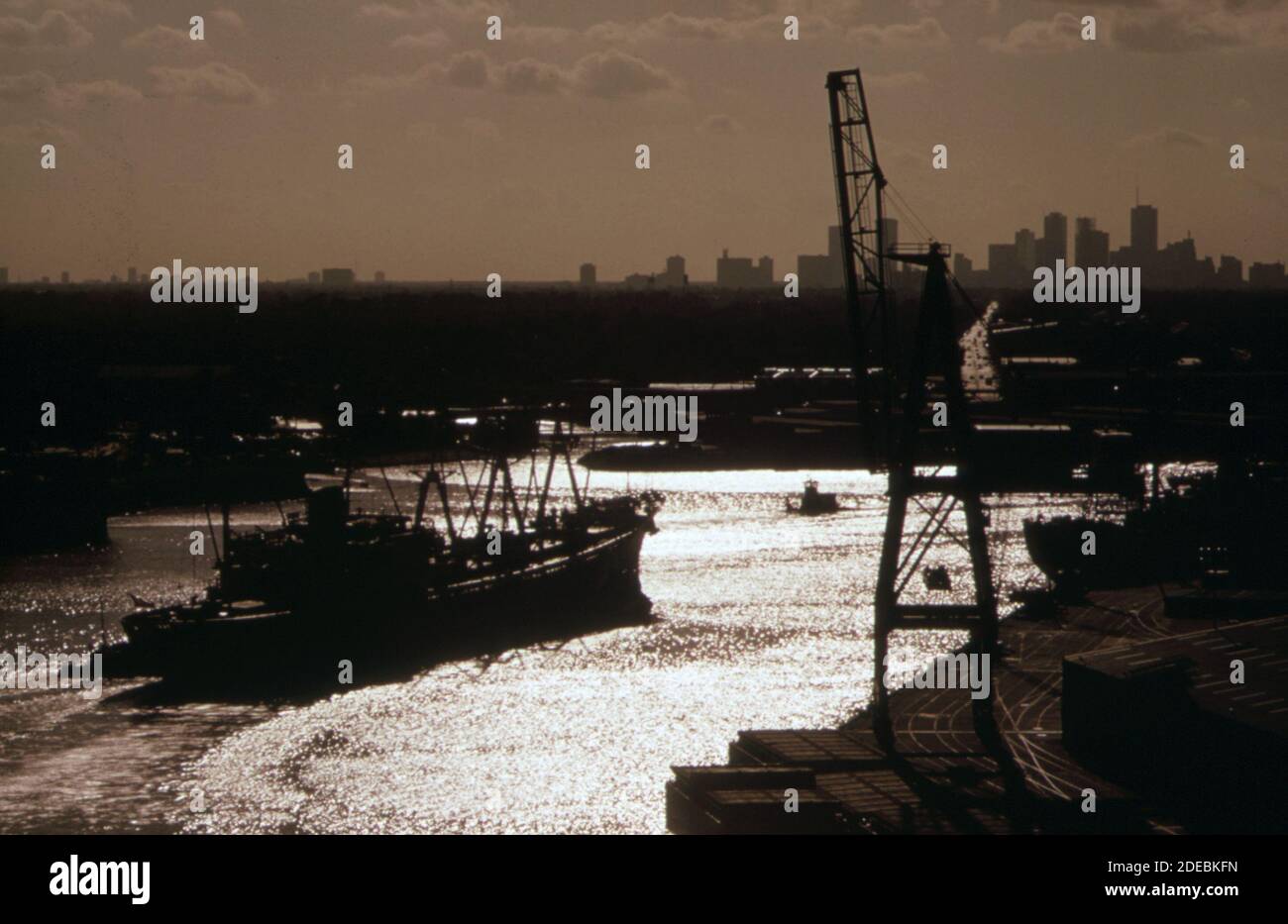 1970s Photo (1973) - Houston Ship Channel at dusk--skyline of downtown ...