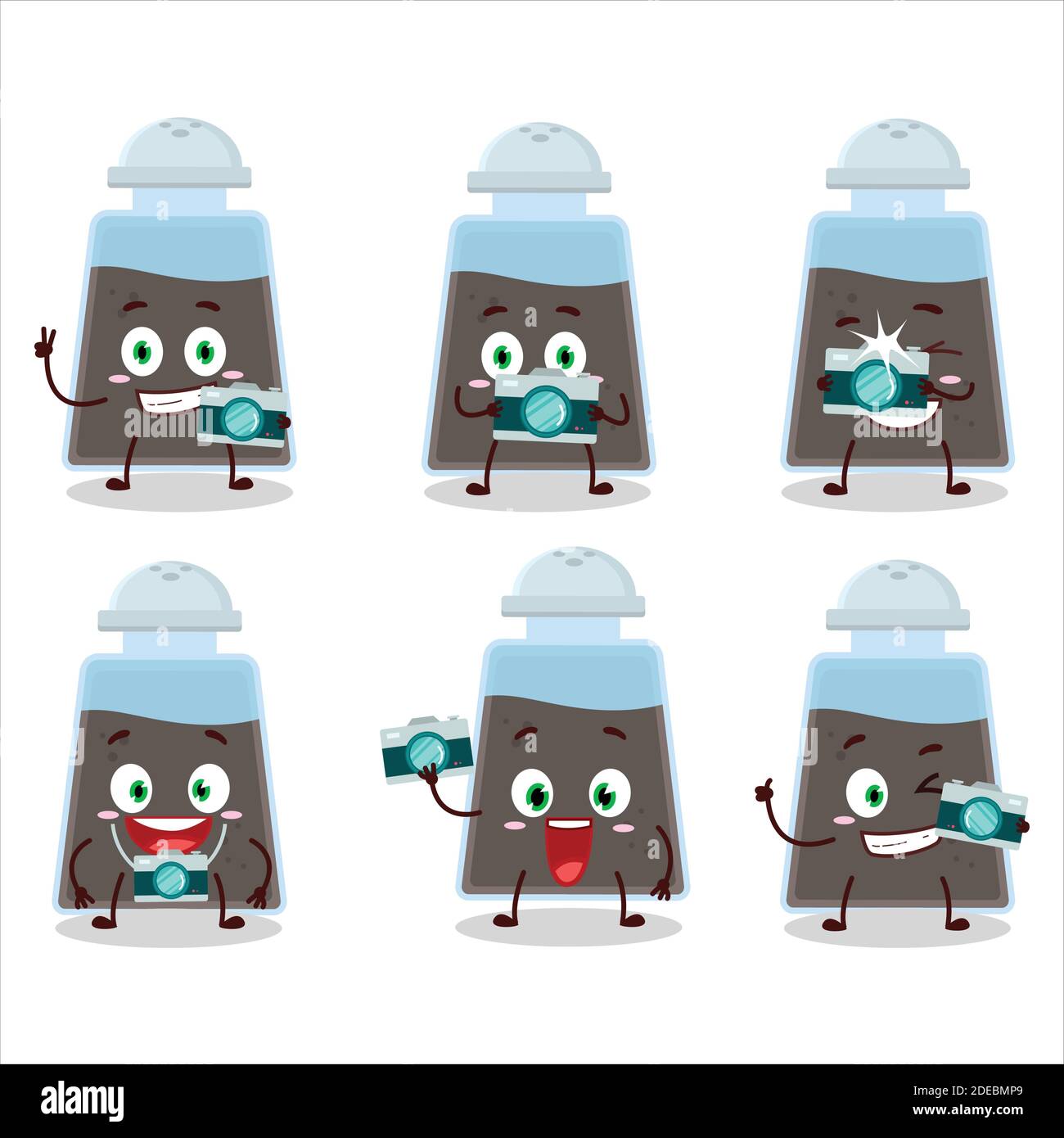 Photographer profession emoticon with black pepper shake cartoon ...
