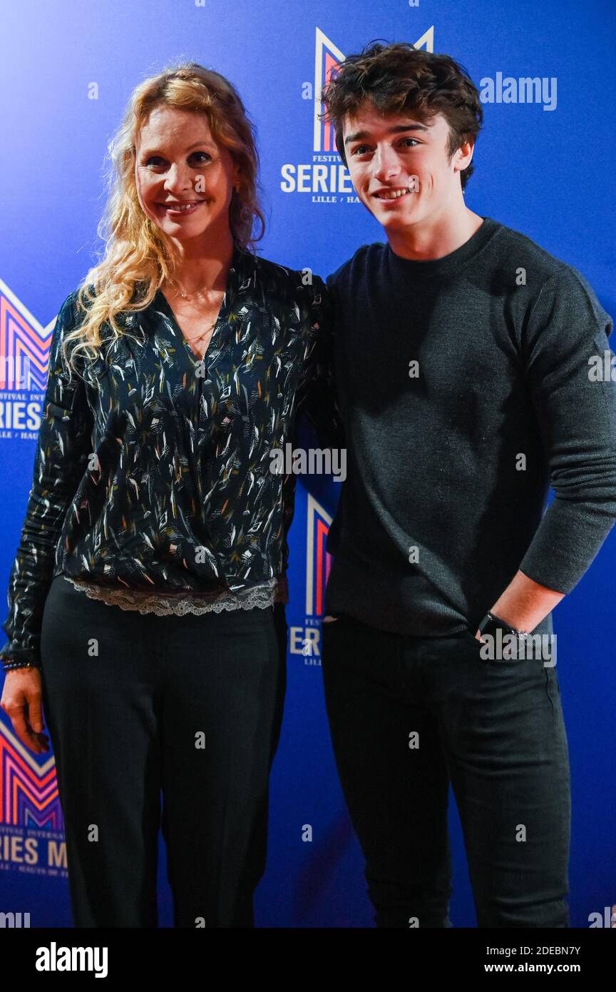 Carole Richert and Thomas Chomel pose during a Series Mania Festival ...