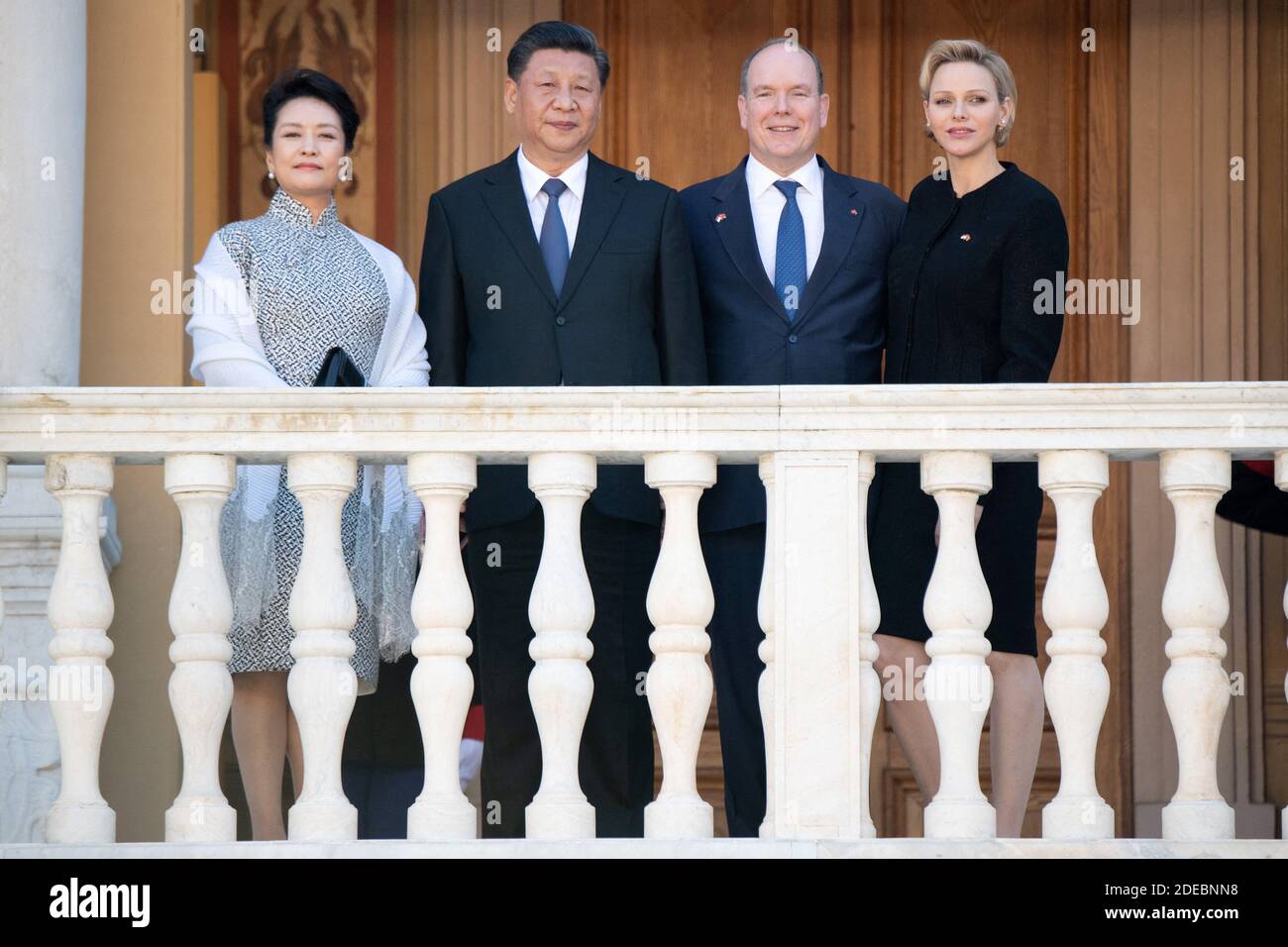 Prince Albert II of Monaco and his wife Princess Charlene pose with ...