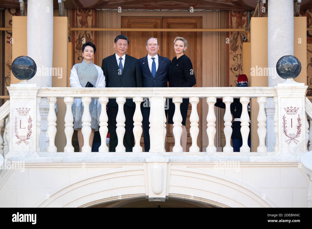 Prince Albert II of Monaco and his wife Princess Charlene pose with ...