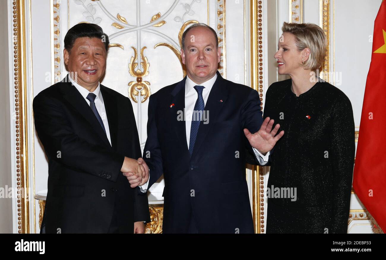 Prince Albert II of Monaco and his wife Princess Charlene pose for a ...