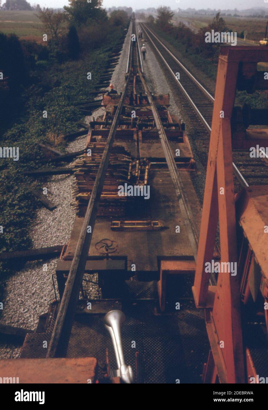 Southern Railway right-of-way work crew; exchanging old track for new ...