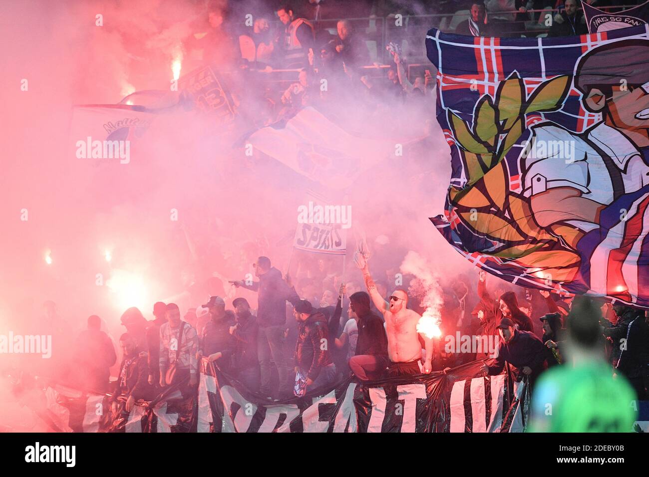 Fans of Paris Saint-Germain Women (PSG) during the UEFA Women's ...