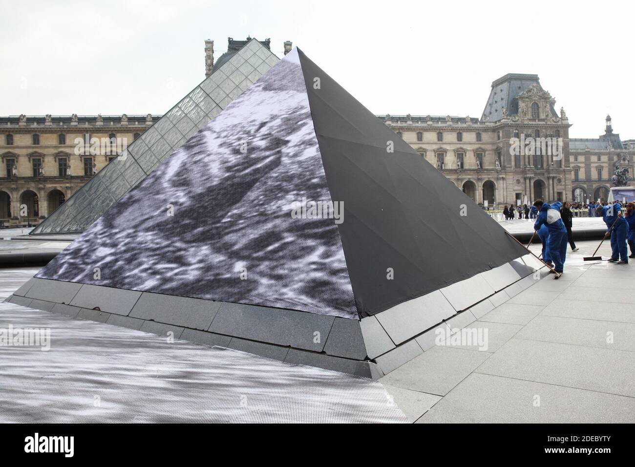 Preparations of the installation of French contemporary artist and ...