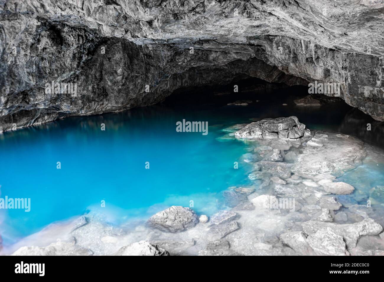 Zeus cave view in Kusadasi, Aydin, Turkey. Long exposure Stock Photo ...