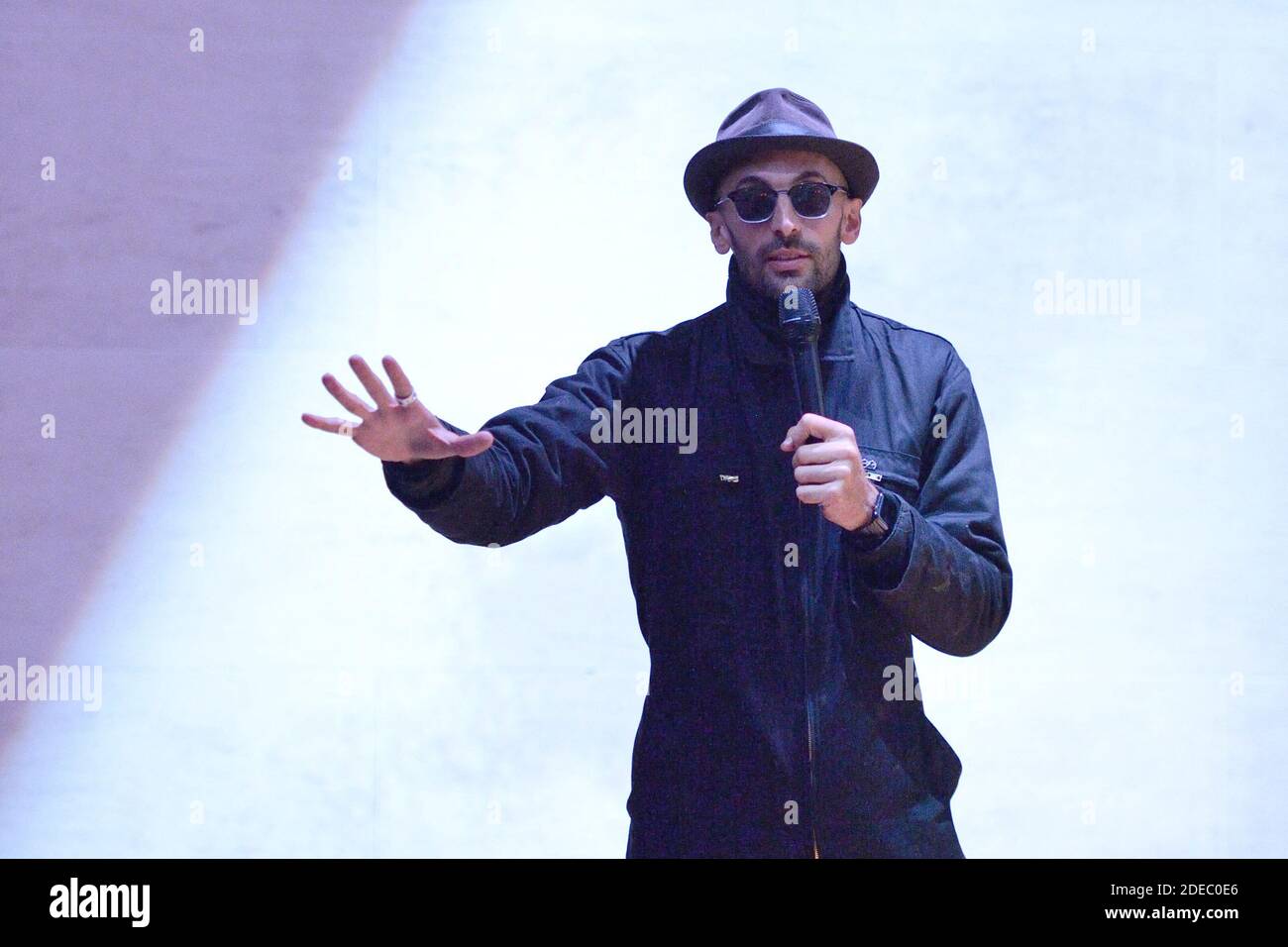 JR attending the 'JR au Louvre & Le Secret de la Grande Pyramide ...