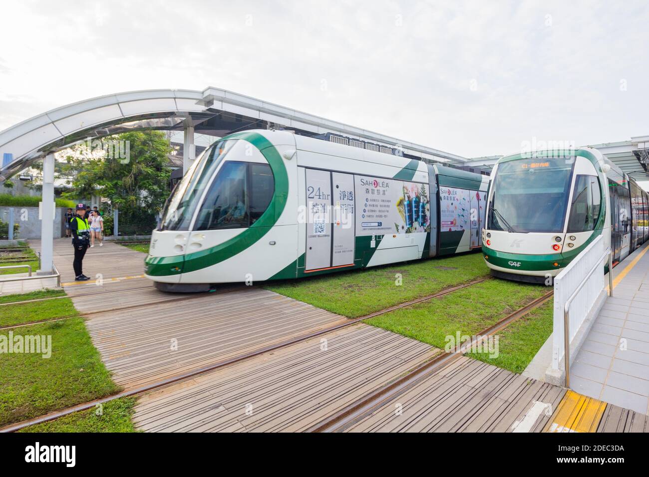 LRT station near the Kaohsiung Exhibition Center in Kaohsiung, Taiwan ...