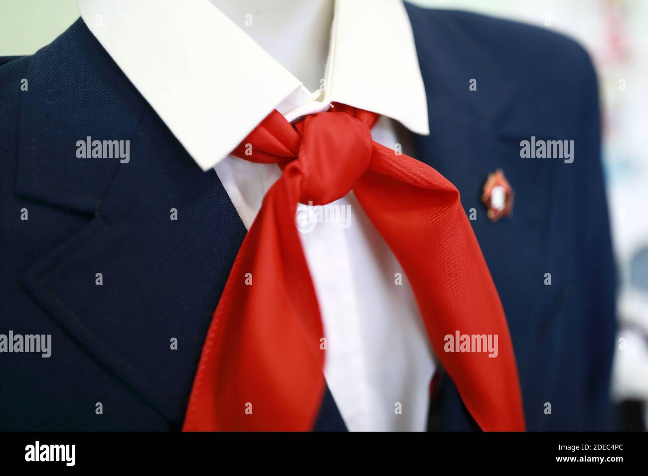 Details of soviet pioneer red scarf and white shirt Stock Photo - Alamy