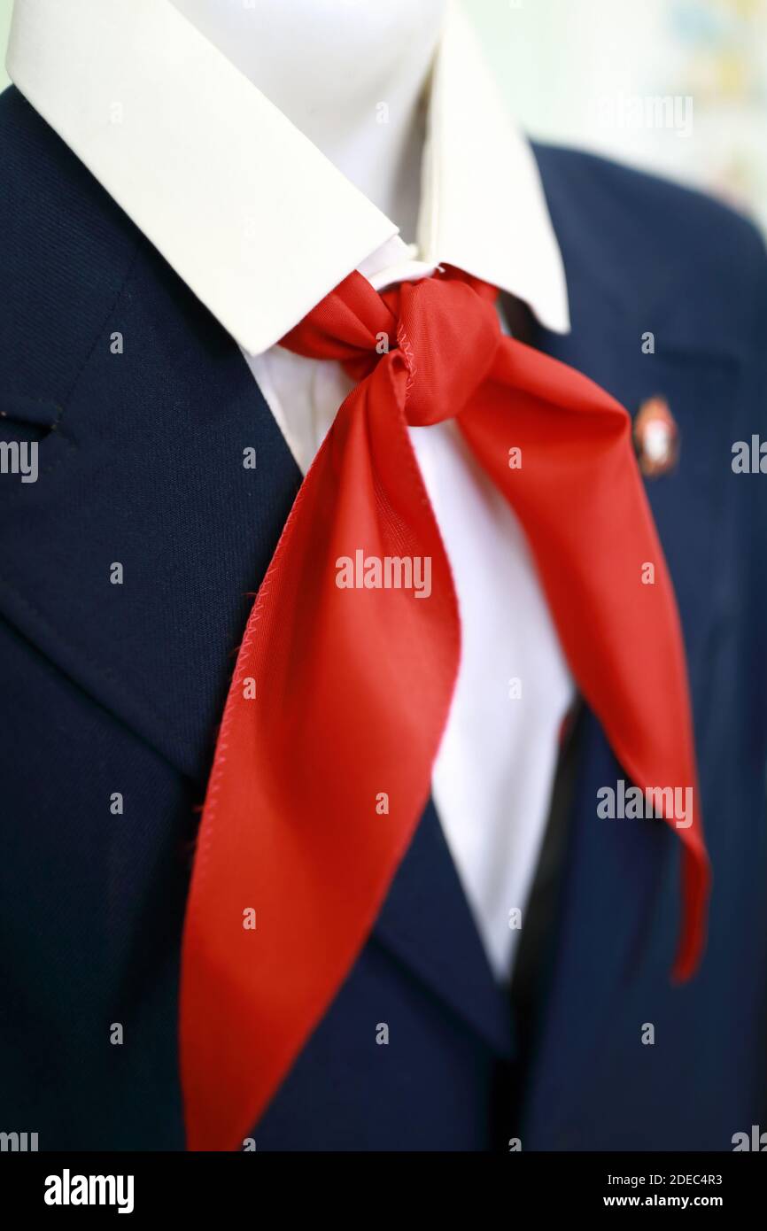 View of soviet pioneer red scarf and white shirt Stock Photo - Alamy