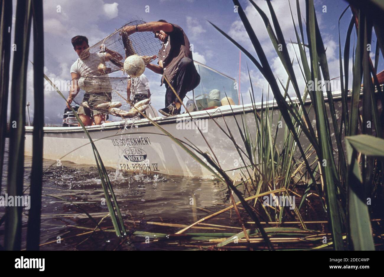 1970s Photo (1972) - These aquatic biologists have set up a mobile lab ...