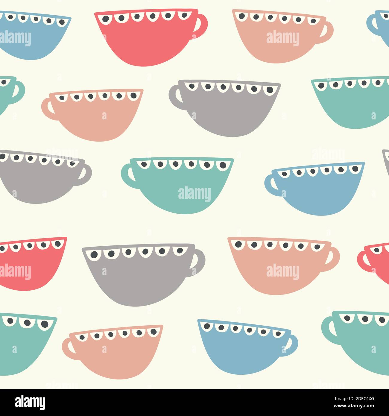 Cup pattern background. Retro style seamless repeat of coffee and tea ...