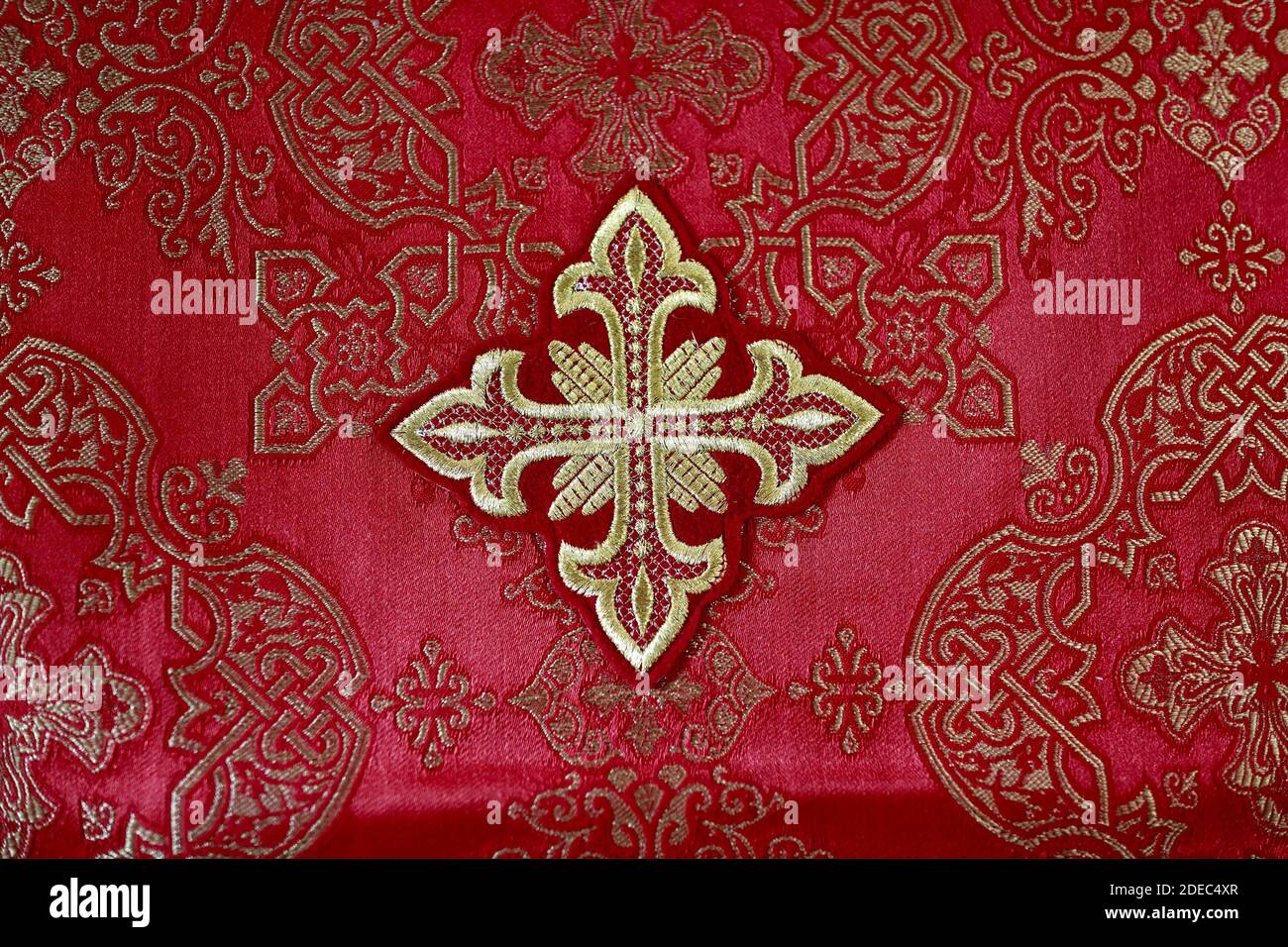 Red cloth with cross in russian orthodox church Stock Photo - Alamy