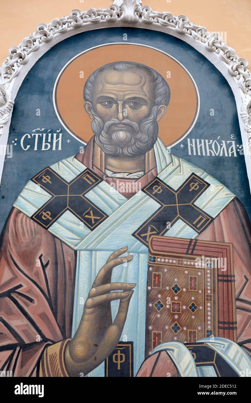 Saint Nicholas Icon in russian orthodox church Stock Photo - Alamy
