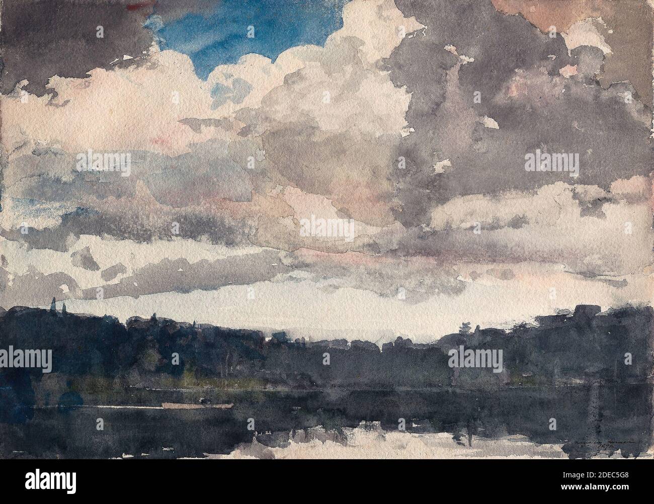 Watercolor; with rewetting; blotting; and scraping; over traces of ...