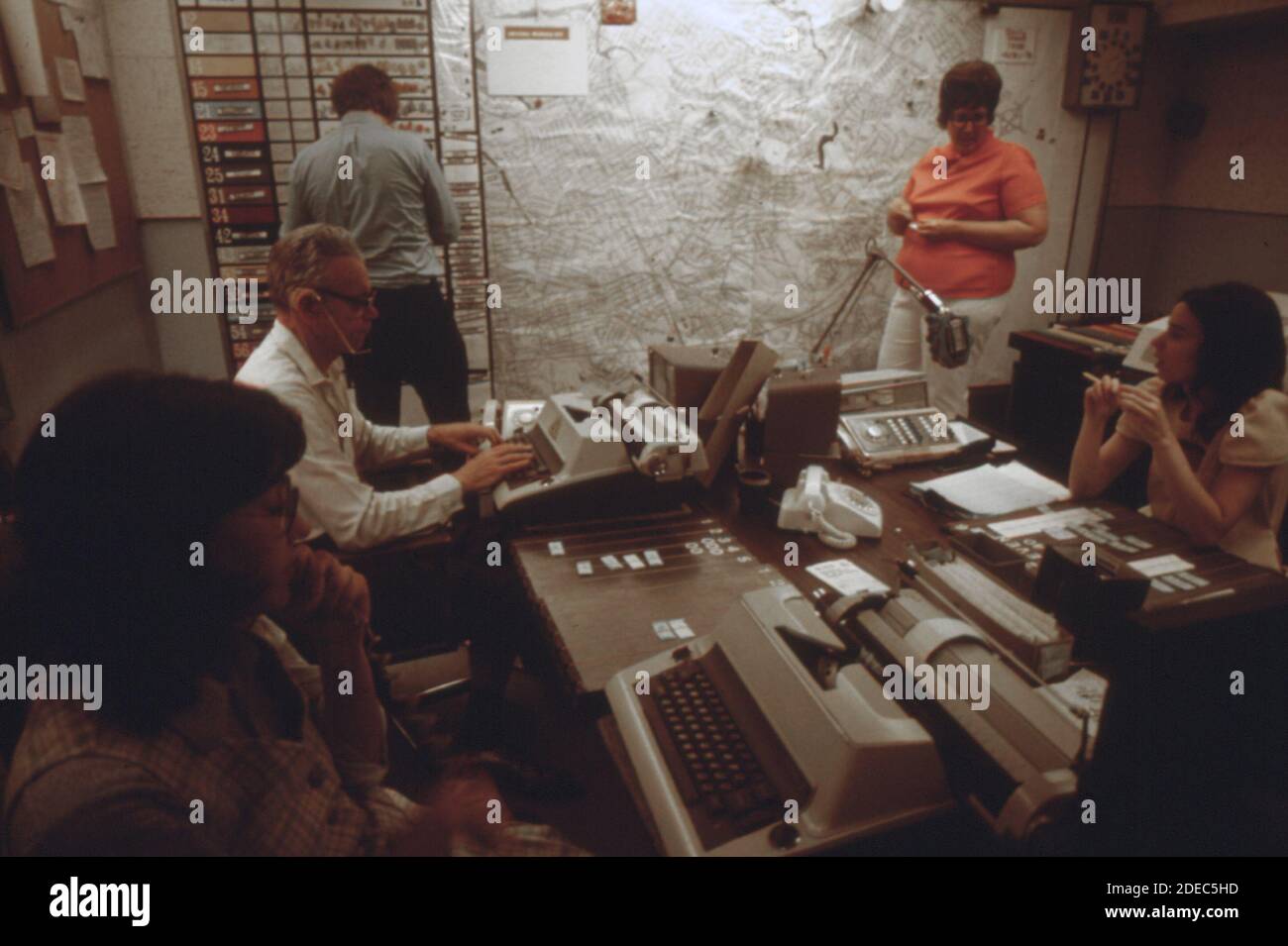 Dispatching center for dial a ride radio dispatched door-to-door bus ...