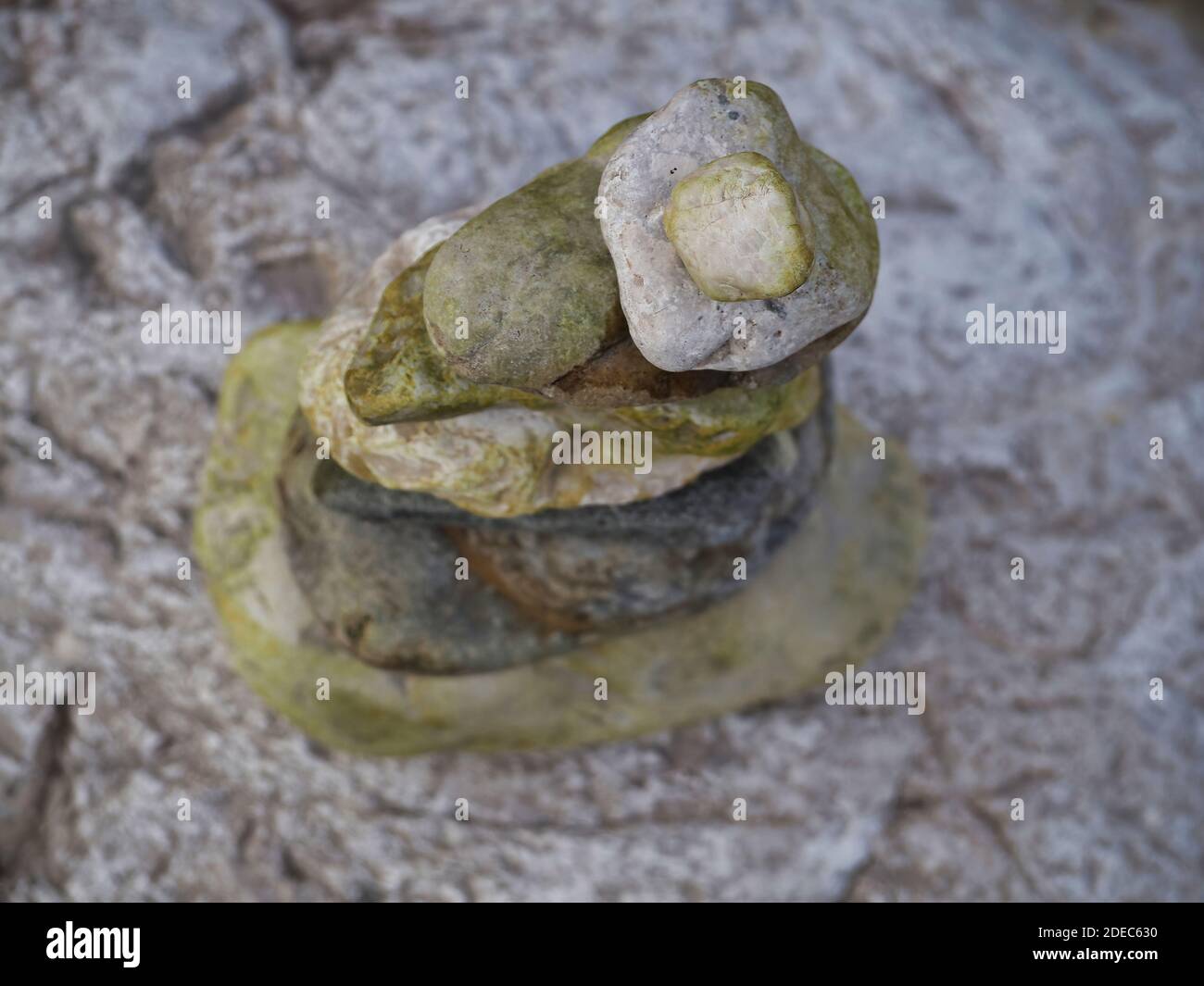 A top view of stacked stone tower Stock Photo - Alamy
