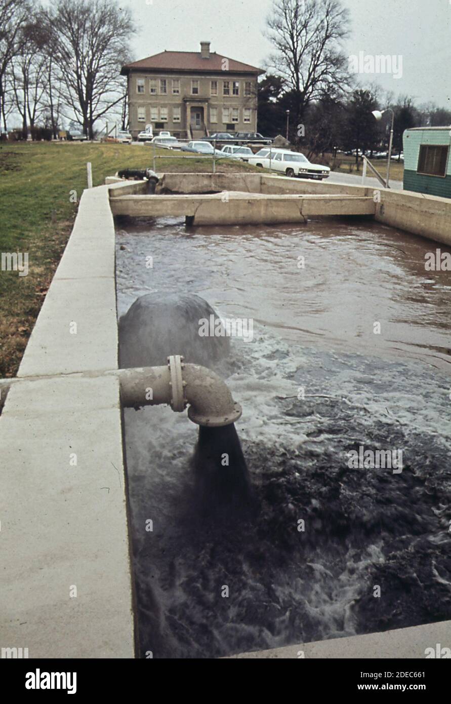 Sewage flows into Back River sewage treatment plant; a primary ...