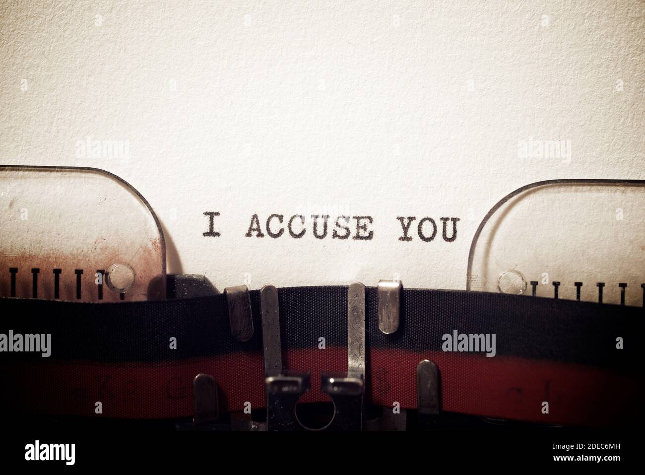 I accuse you phrase written with a typewriter Stock Photo - Alamy