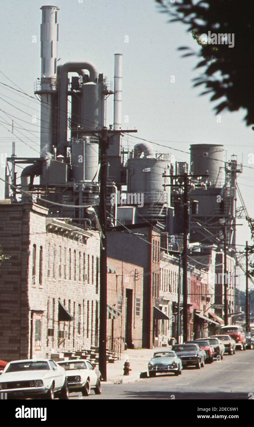 1970s parked cars next to factory ca. 1973 Stock Photo - Alamy