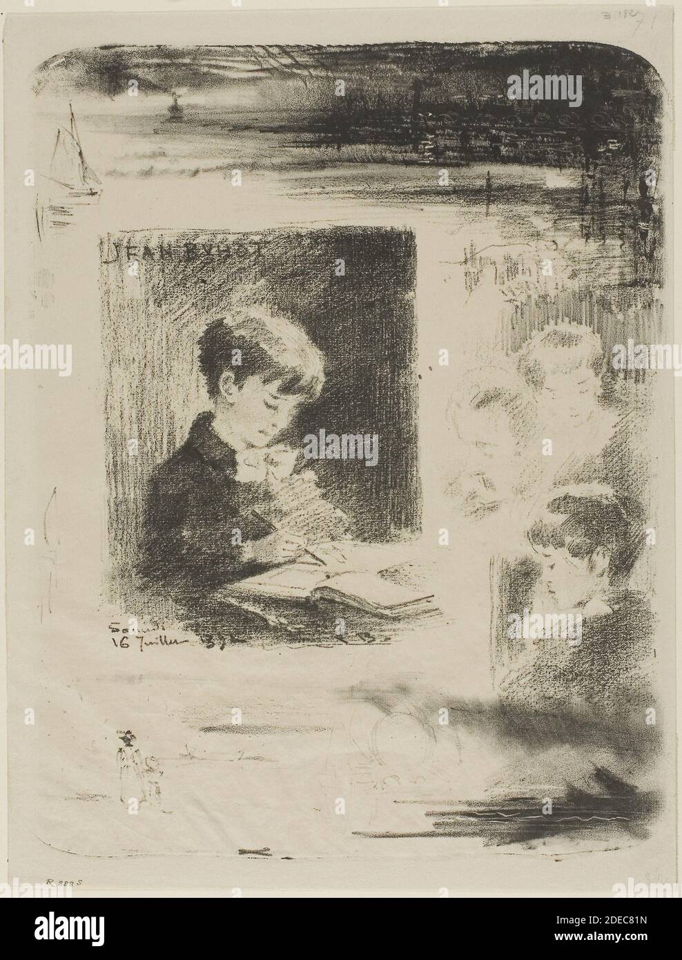 Lithograph in black on ivory laid paper Stock Photo - Alamy