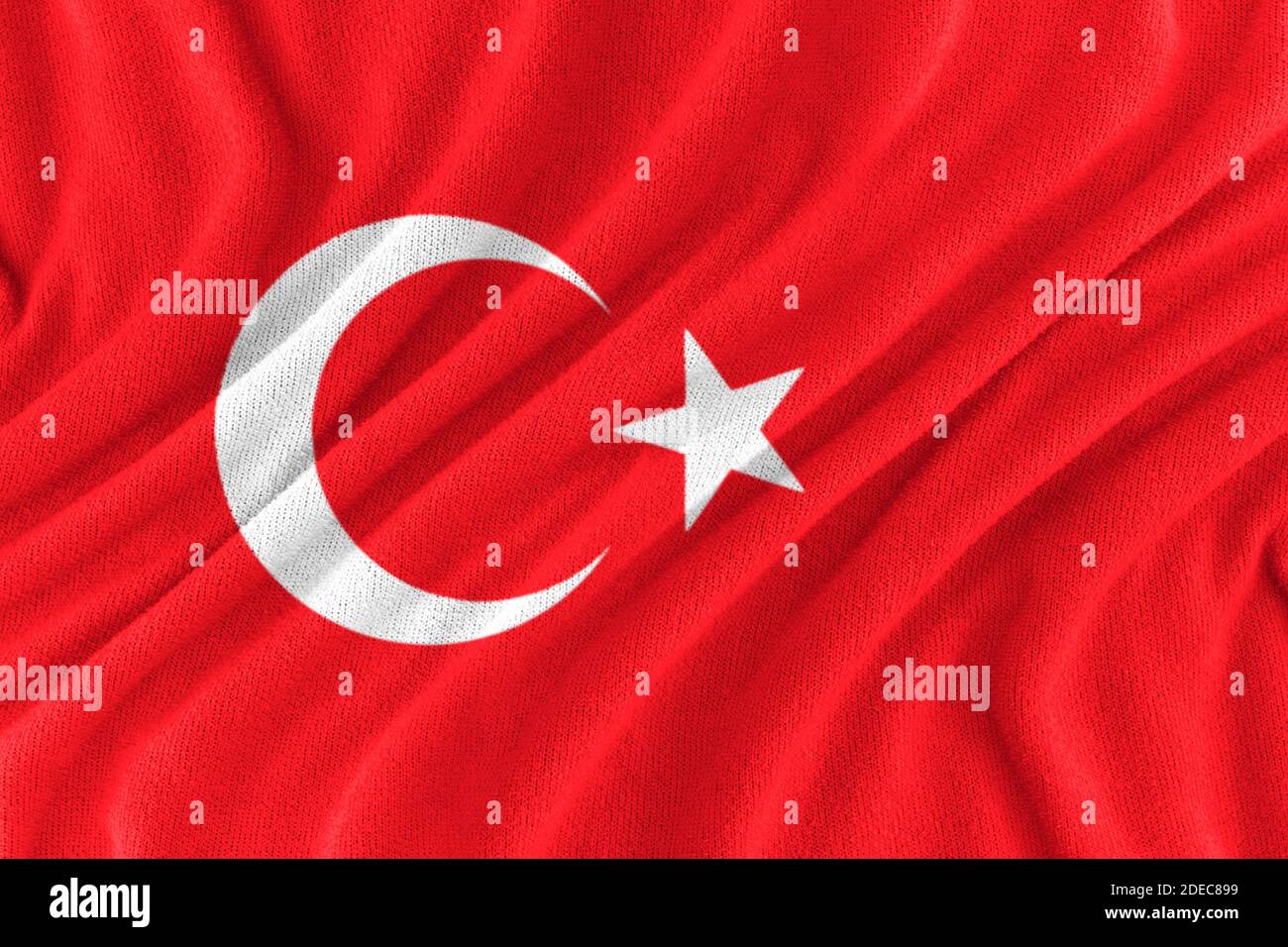 Fabric wavy texture national flag of Turkey Stock Photo - Alamy