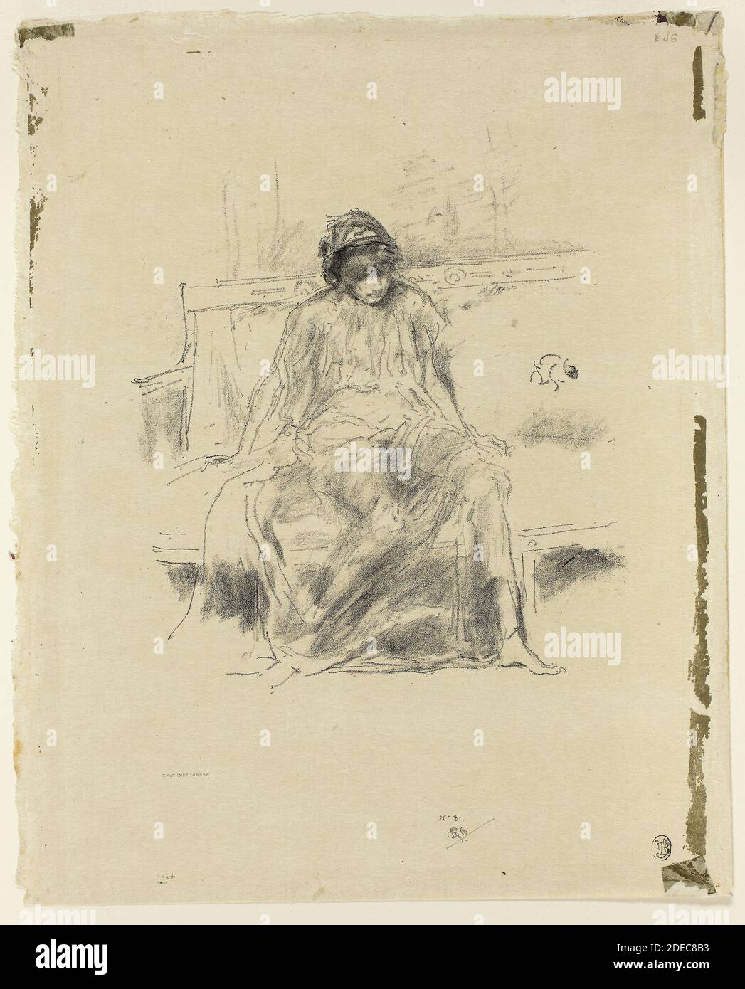 Medium: Transfer lithograph in grayish black on tan Japanese paper ...