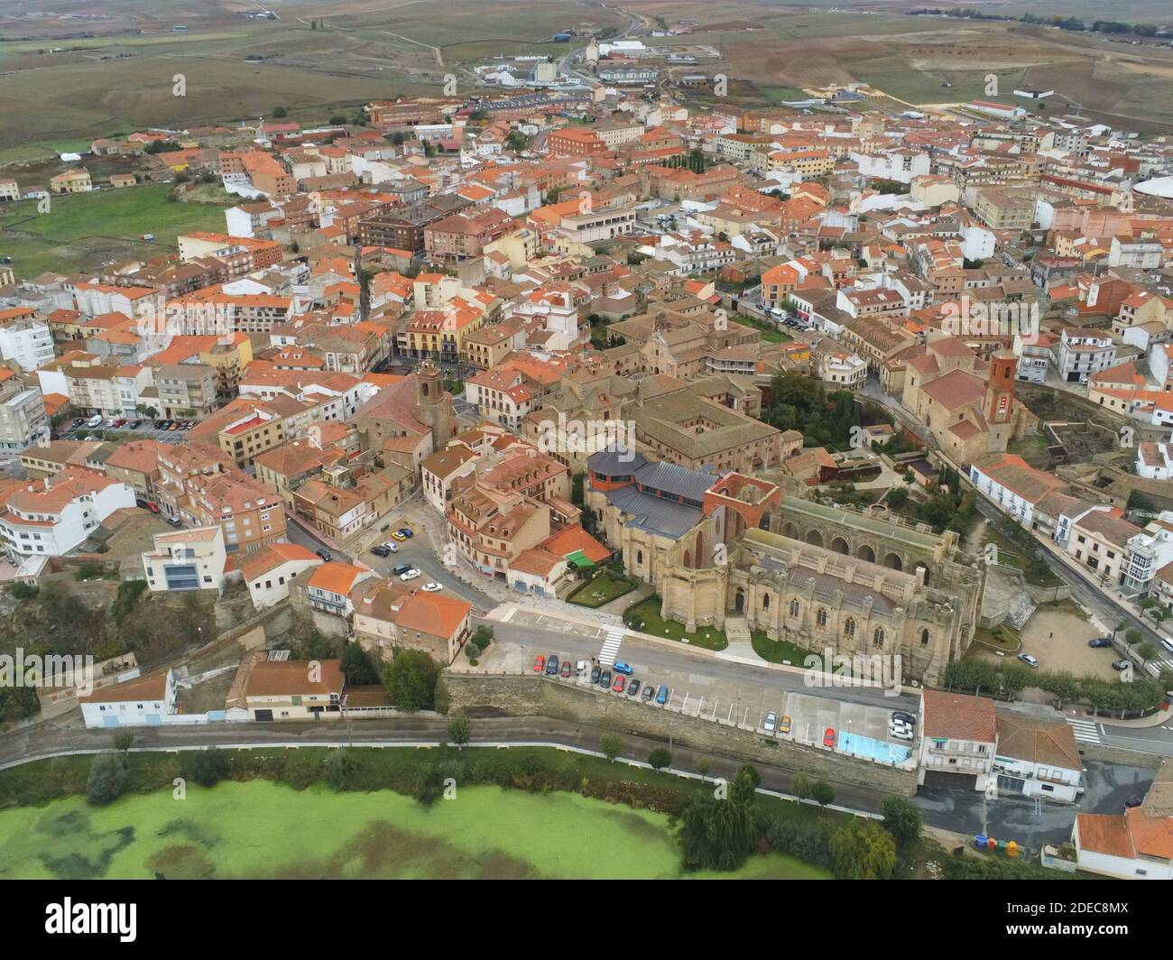 An aerial view of the beautiful Alba de Tormes municipality in ...