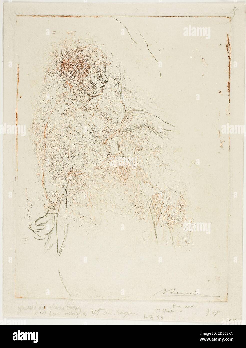 Medium: Soft ground etching in red-brown with additions in graphite on ...