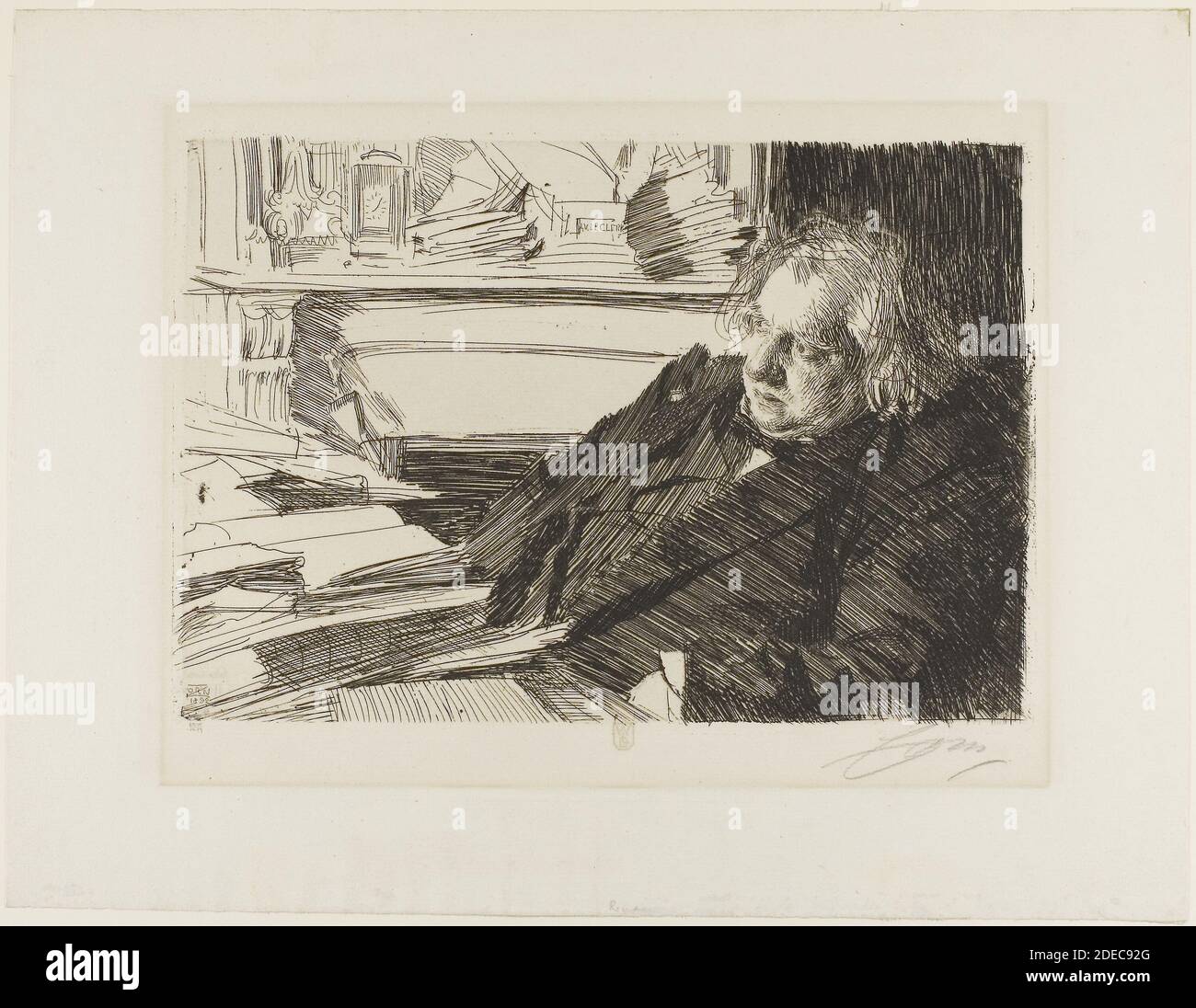 Etching on ivory laid paper Stock Photo - Alamy
