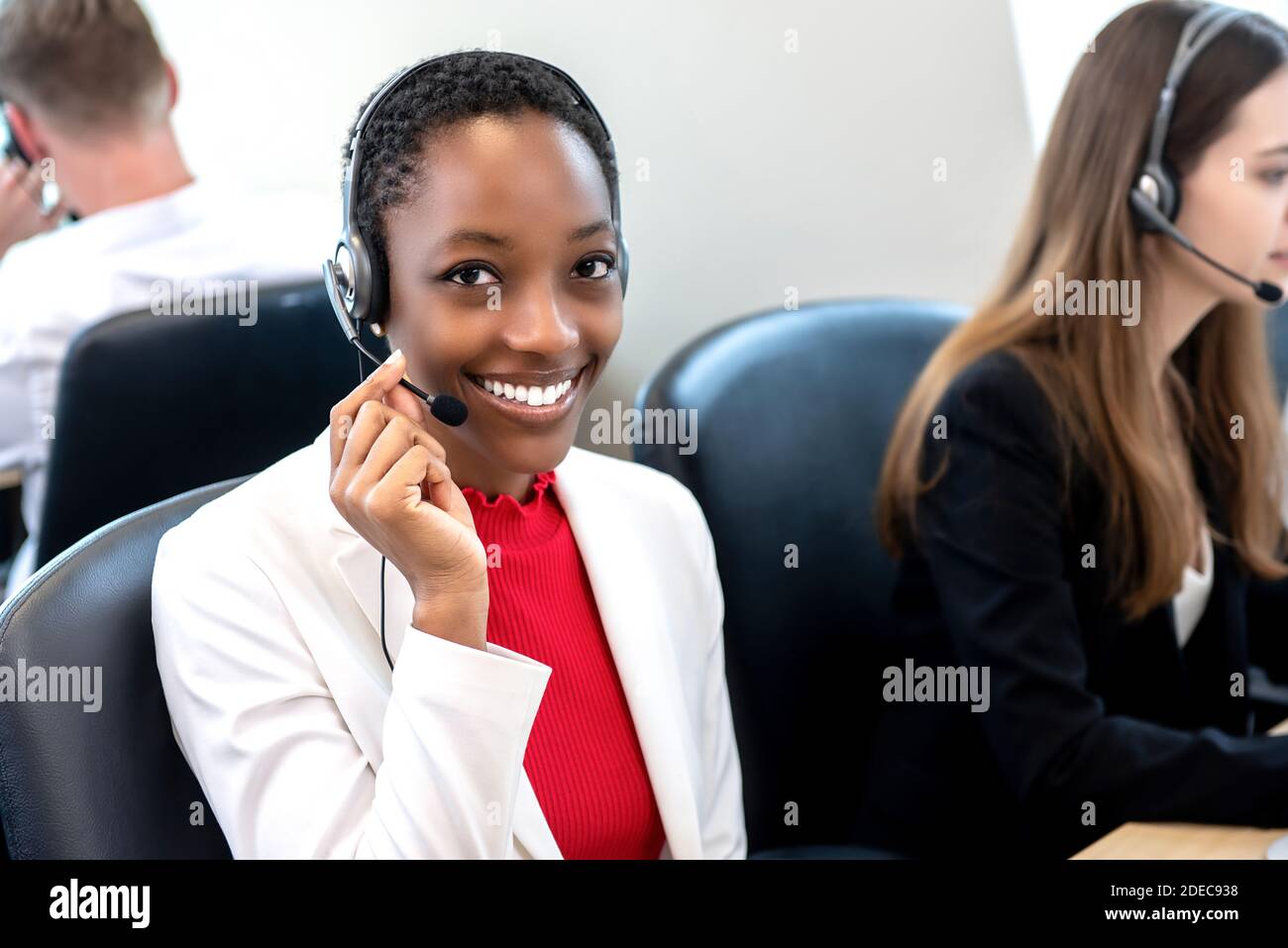 African american black female telemarketer service hi-res stock ...