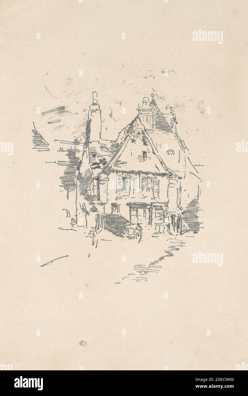 Medium: Transfer lithograph in black with stumping; on cream laid paper ...