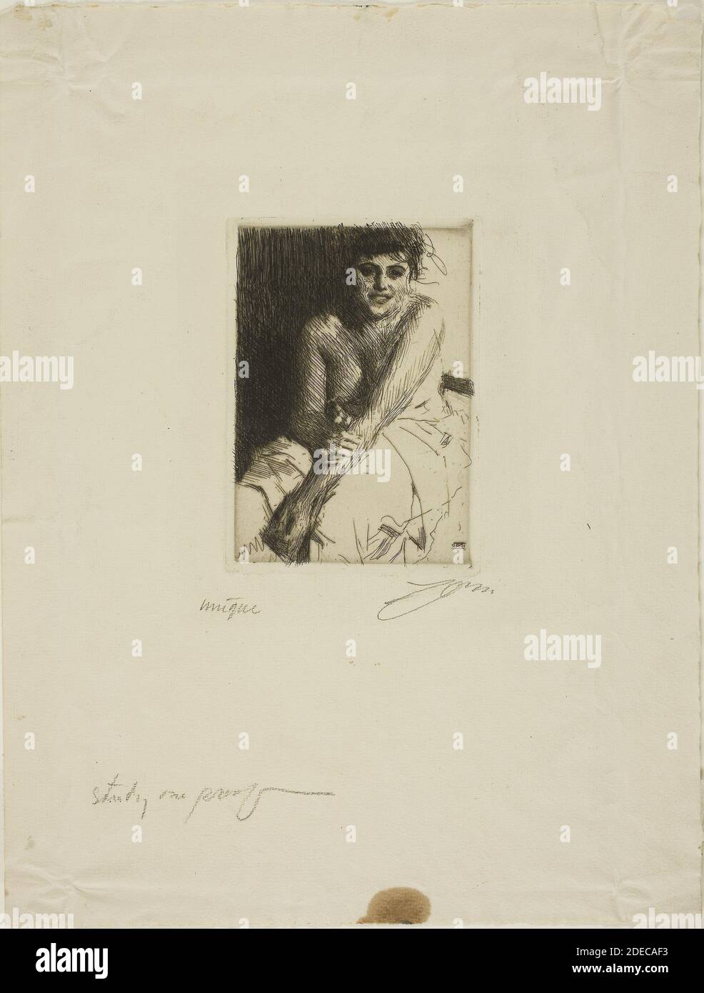 Etching on ivory laid paper Stock Photo - Alamy